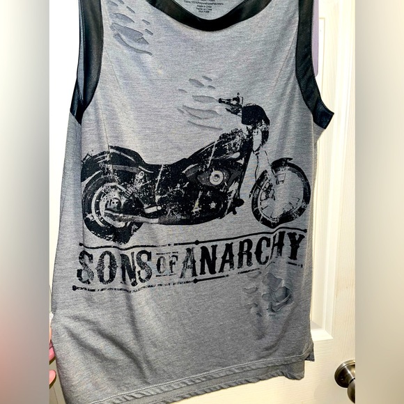 Sons Of Anarchy | Tops | Sons Of Anarchy Medium Womans Sleeveless Shirt Trimmed In Leather ...